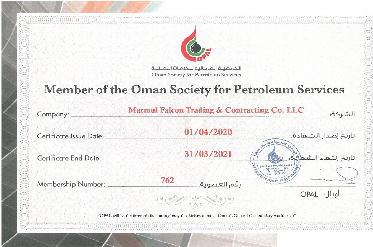 Certificates – MARMUL FALCON TRADE & CONT.CO.LLC